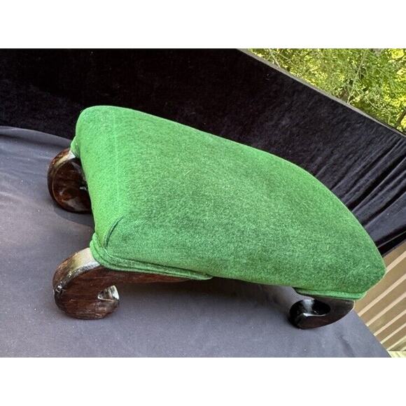 Antique | Other | Lovely Antique Kelly Green Covered Footstool ...